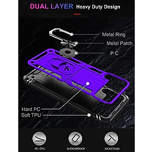 IKAZZ Galaxy Z Flip 3 Case,Samsung Z Flip 3 Cover Military Grade Shockproof Heavy Duty Protective Phone Case Pass 16ft Drop Test with Magnetic Kickstand Holder for Samsung Galaxy Z Flip 3 Purple