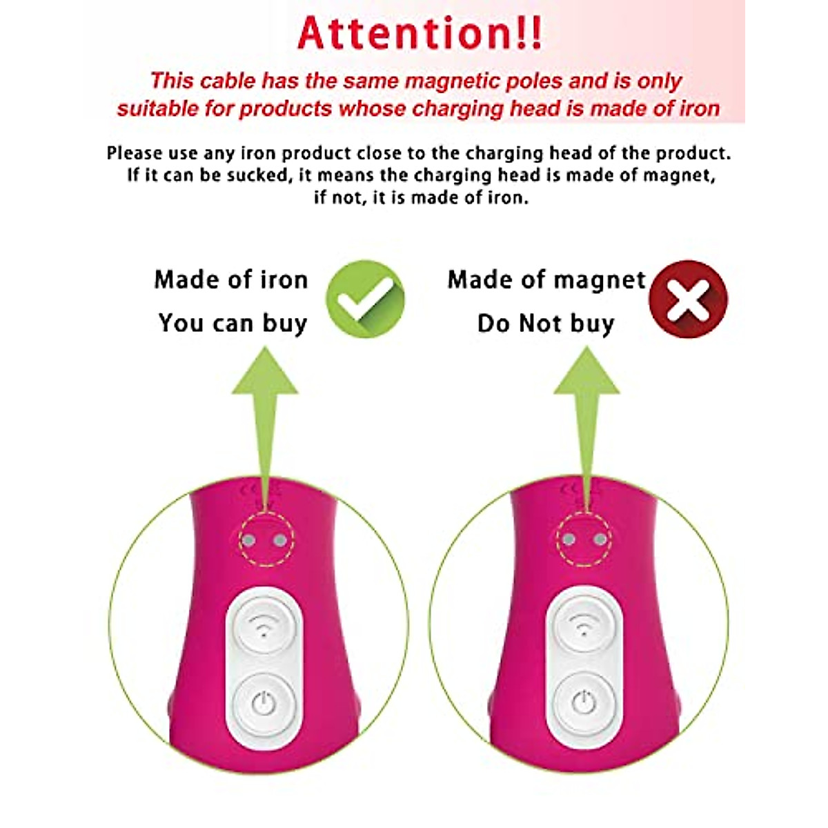 Bicmice Fast Magnetic Charger Cord for Rose and Most Magnetic Massagers DC Charging Cable with 2-Magnet Connector