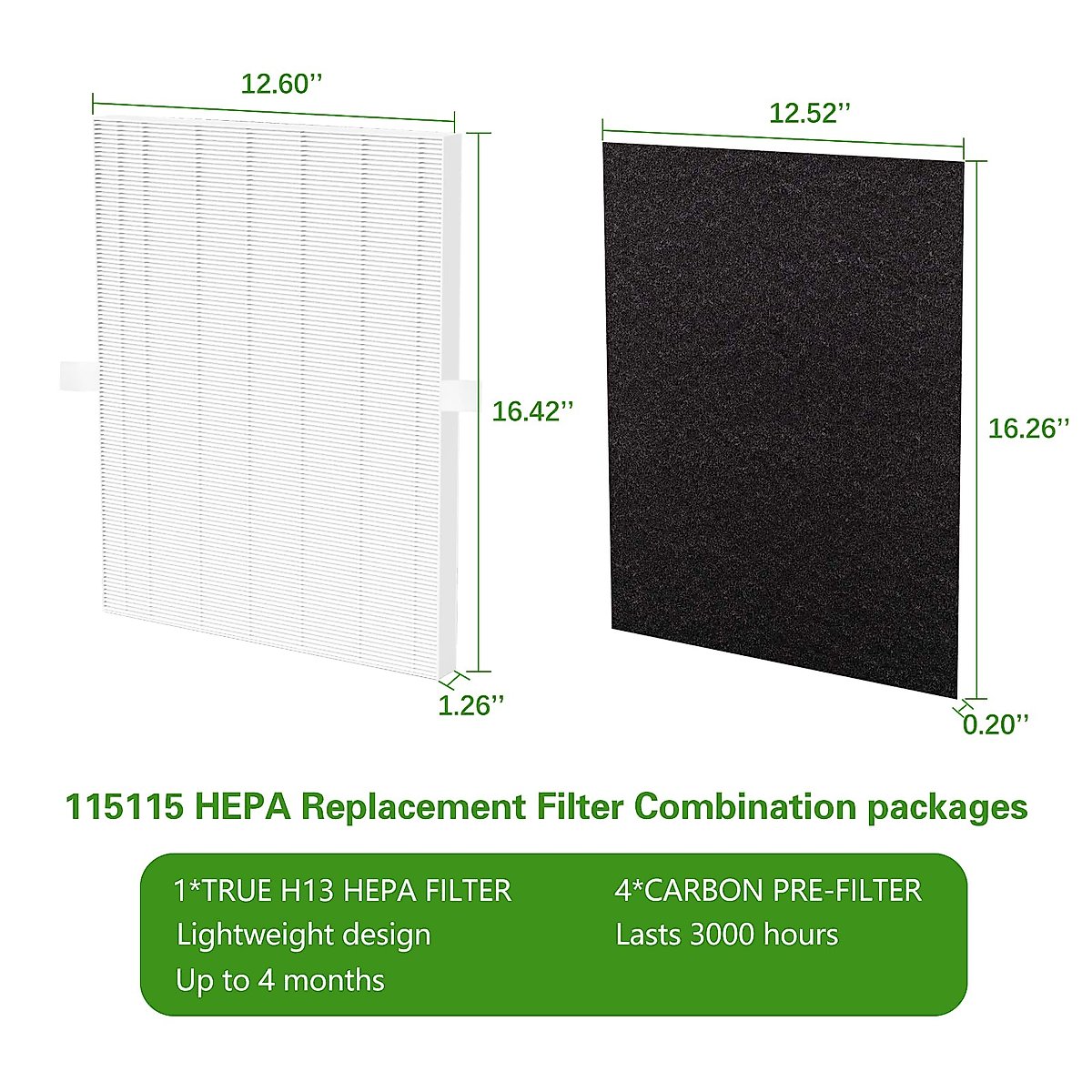 115115 Replacement Filter A, JASENG C535 Filter Replacement Compatible with Winix C535, 5300-2, P300, 5300 Air Machine, 1 HEPA Filter & 4 Carbon Filter