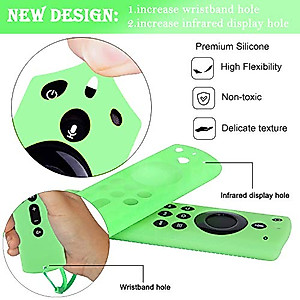 [2 Pack] Firestick Remote Cover Case (Glow in the Dark) Compatible with Fire TV Stick 4K Alexa Voice Remote Control (Green & Sky Blue)