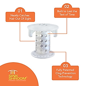 SinkShroom SSCLE988 The Revolutionary Sink Drain Protector Hair Catcher/Strainer/Snare, Clear