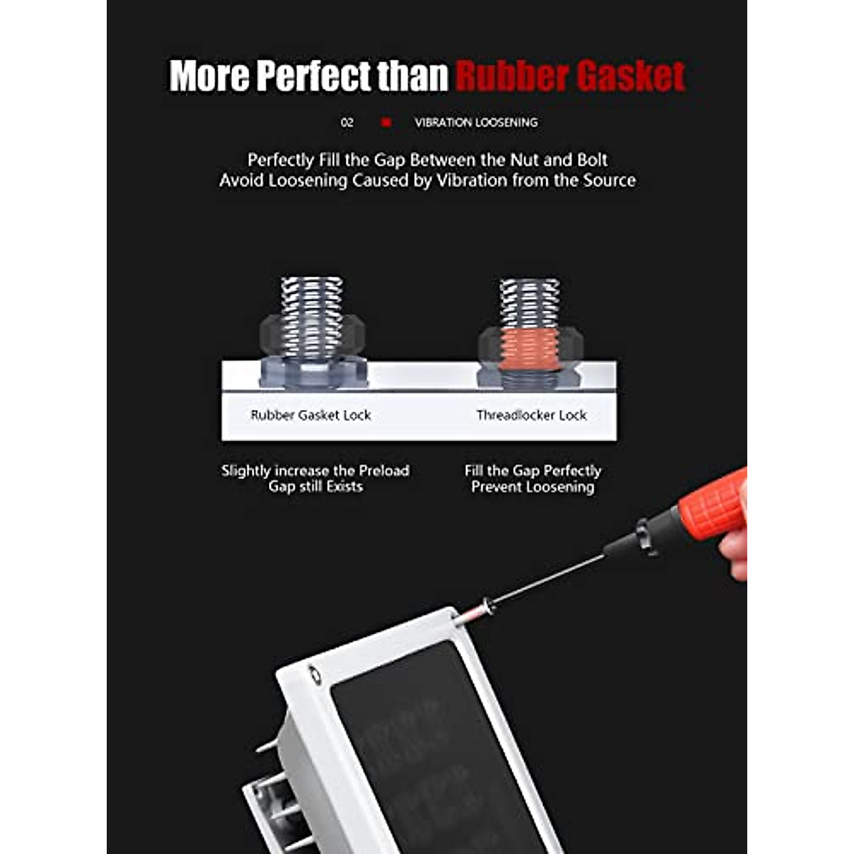 Blue Threadlocker M-242 Medium Strength Removable 0.4 Fl oz/12 ml Nut & Bolt Locker Lock Tight & Seal Fasteners Anaerobic Curing Metal Glue