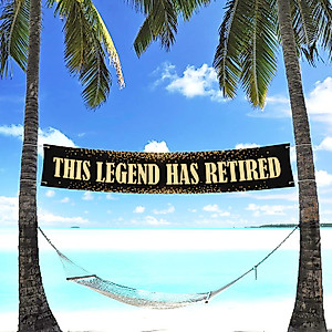 This Legend Has Retired Large Banner, Finally Retired Theme Yard Sign Lawn Sign, Retirement Party Outdoor Indoor Backdrop 9.8 x 1.6 Feet