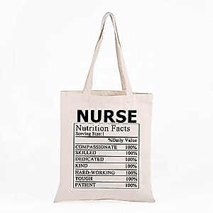 WCGXKO Nurse Nutrition Facts Nurse Life Tote Bag Gift For Nursing Student RN LPN CNA BSN CMA LVN (NURSE tote)