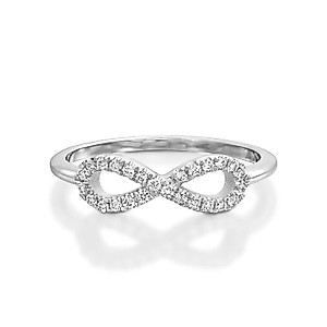 CTIEIP 10K 14K 18K White Gold 0.13 Cttw Natural Diamond Infinity Ring for Women Infinity Promise Ring Jewelry Gift for Wife (0.13 Cttw, G-H Color, SI1-SI2 Clarity)