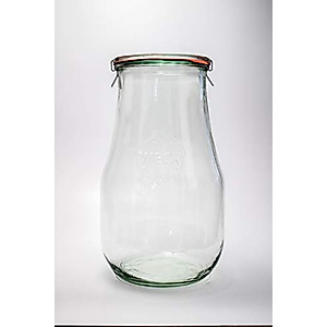 Weck Jars - Weck Tulip Jars 2.5 Liter - Sour Dough Starter Jars - Large Glass Jars for Sourdough - Starter Jar with Glass Lid - Tulip Jar with Wide Mouth - Suitable for Canning and Storage - 1 Jar