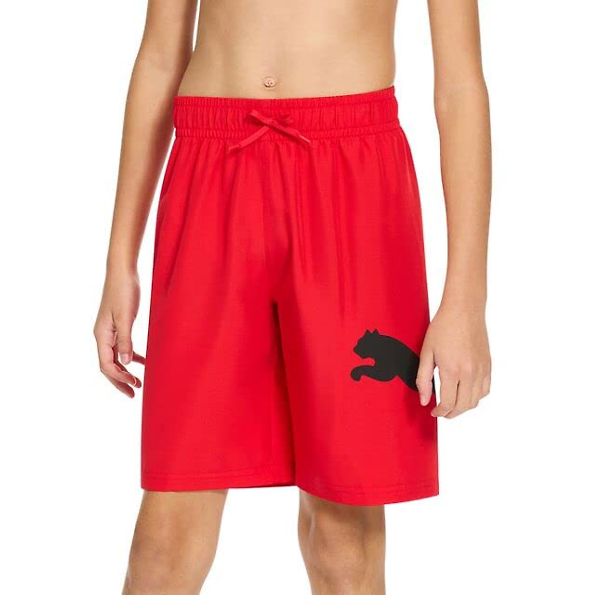 PUMA Boys' Big Cat Swim Trunks, High Risk Red, Small