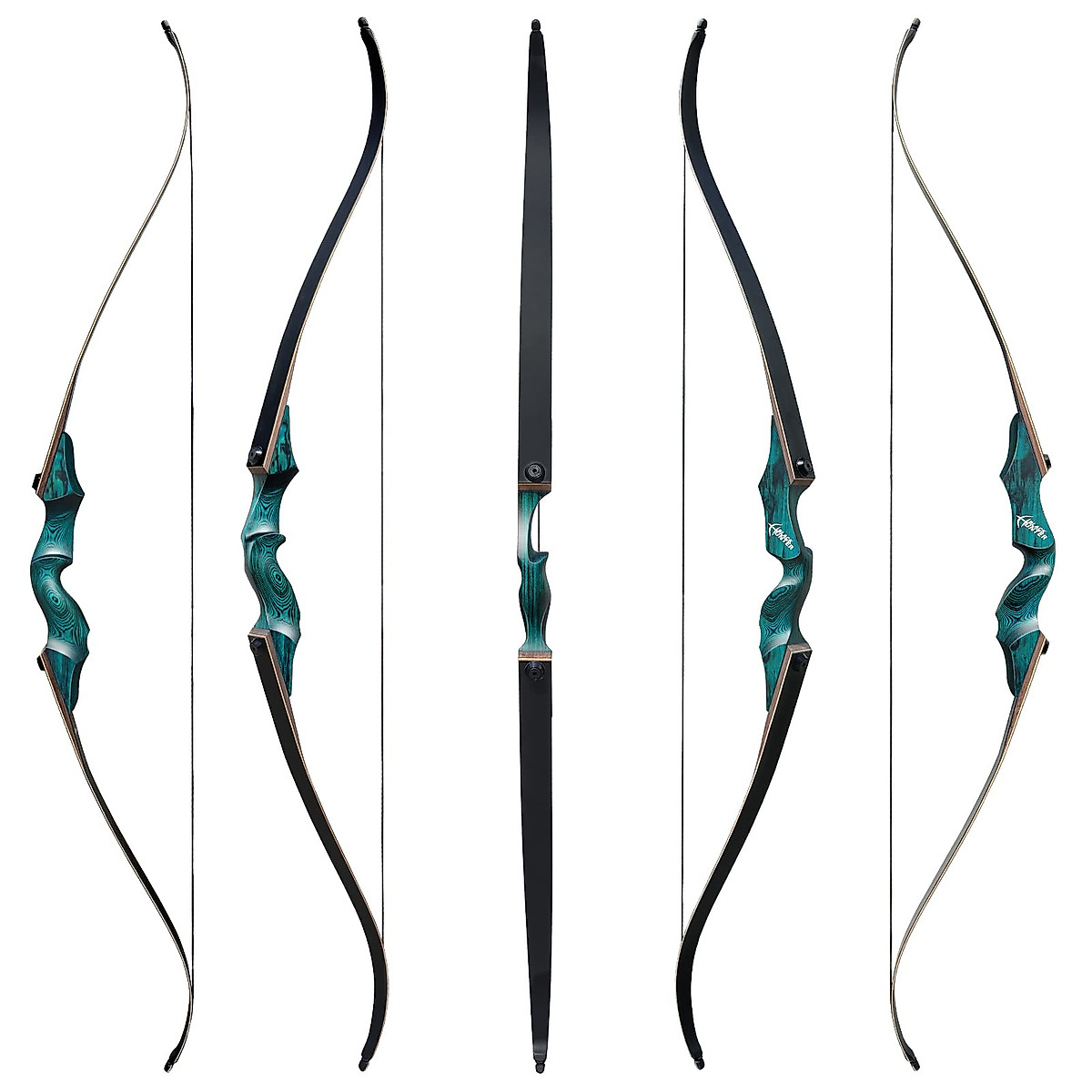 OBTOUTDOOR Black Hunter Original Recurve Bows Bow and Arrow for Adults Hunting Bow Archery Bow 60" 20-60lbs Right Hand Wooden Riser with Mixed Carbon Arrows for Shooting Hunting Competition (20lbs)