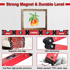 NEW UPGRADE Magnetic Level Tool Multi-Function Bubble Level 5-28inch Folding Level Small Mini Spirit Leveler Foldable Into Toolbox, Angle Line Leveling for Craftsman Construction Woodworking