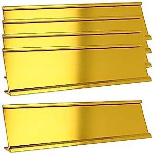 2" x 8" Aluminum Name Plate Holder for Desk - Set of 5 - Office Business Door Sign Holder - Gold
