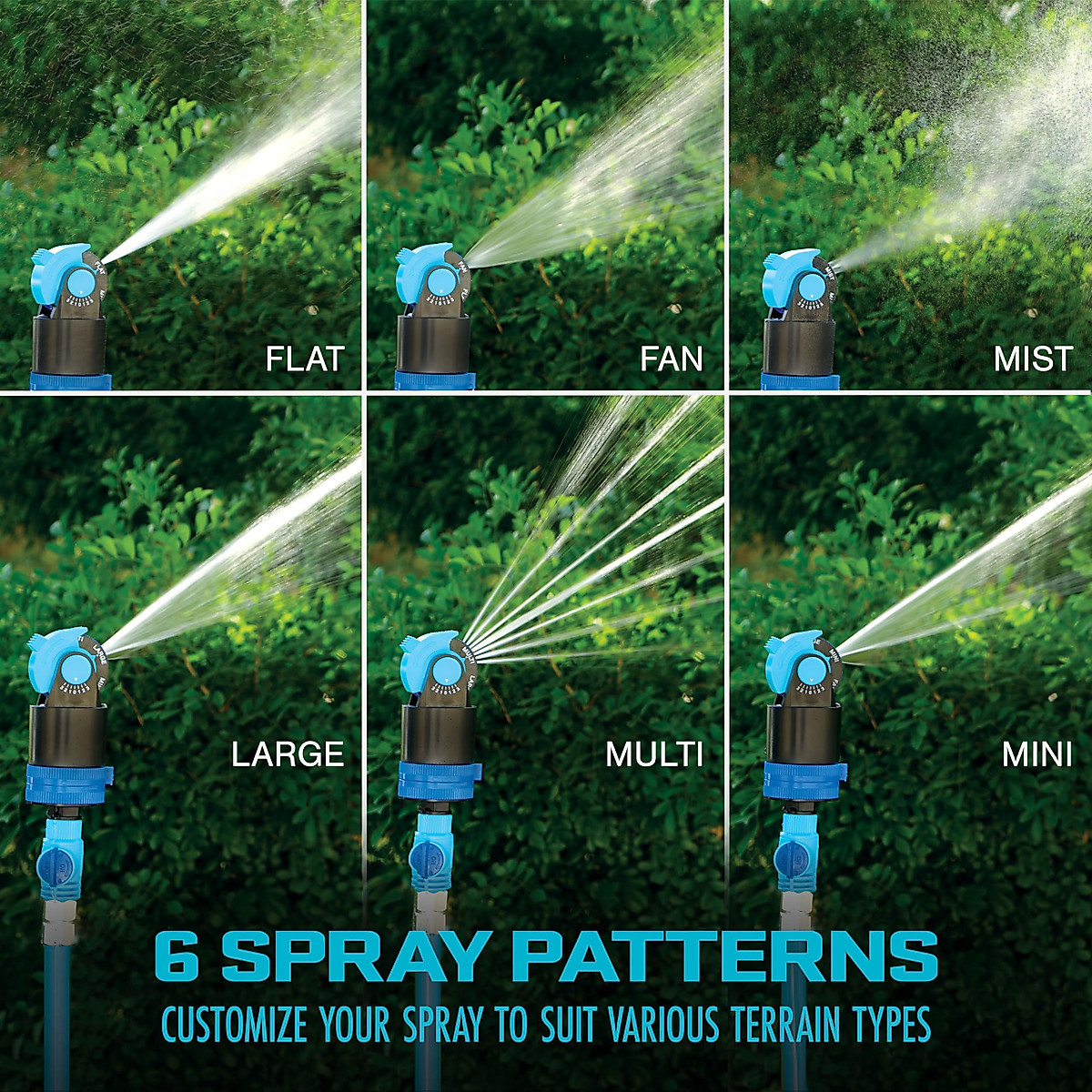 Aqua Joe AJ-6PSTB-MAX HD Sprinkler & Mister W/Metal Tripod Base, 6 Patterns, 4100 Sq. Ft. Coverage, Blue