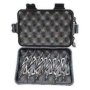 e5e10 12pcs Archery Broadheads 3 Fixed Steel Blade 125 Grain Hunting Arrowheads Fit for Compound Bow and Crossbow with One Black Plastic Portable Broadheads Case (Black)
