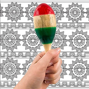 Needzo Maracas Musical Instrument, Large Wooden Tri-Colored with Palm Tree Silhouette, Latin Percussion, for Adults, Set of 2, 12 Inches