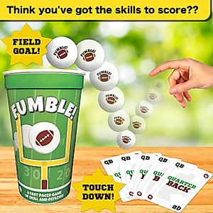 ThunderMouse Games Fumble! Football Card and Pong Game for Adults and Kids 6+ | Cup Pong Game | Fun Game | Football Card Game