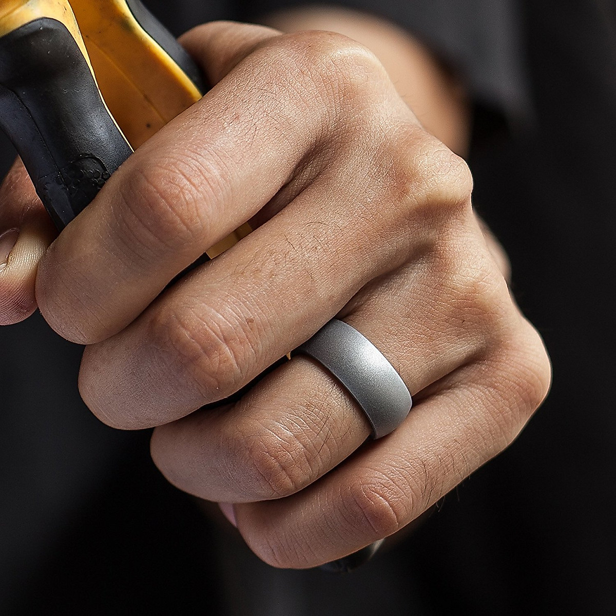 ThunderFit Silicone Wedding Rings for Men, 5 Rubber Engagement Bands 8.7mm Wide 2mm Thick