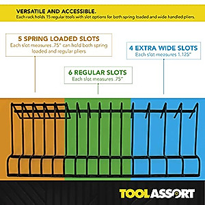 Plier Organizer Rack (2 Pack) Holds A Total of 30 Spring Loaded, Regular and Wide Handle Insulated Pliers, Two Tool Box Organizers, Pliers Storage That Fits Nicely in Your Tool Drawer or Tool Chest