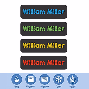 Custom Waterproof Dishwasher Safe Kid Name Labels for Daycare(128 Pack), Camp, School Supply, Baby Bottles, Lunch Boxes and Cups, Travel. Cute Personalized Design Name Stickers (Pattern 18)