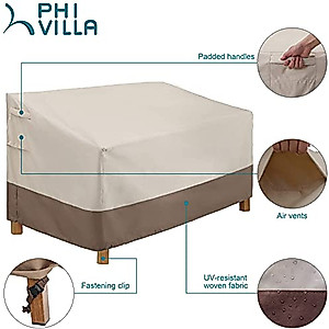 PHI VILLA 77" L x 34" W x31 H Outdoor Loveseat Cover,Patio Bench Cover Waterproof for Loveseat, Bench, Sofa, Medium