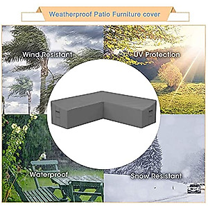 AKEfit Patio V Shaped Sectional Sofa Cover, Waterproof 600D Heavy Duty Outdoor Patio Furniture Set Covers Patio Garden Couch Covers 100"x100"x30"