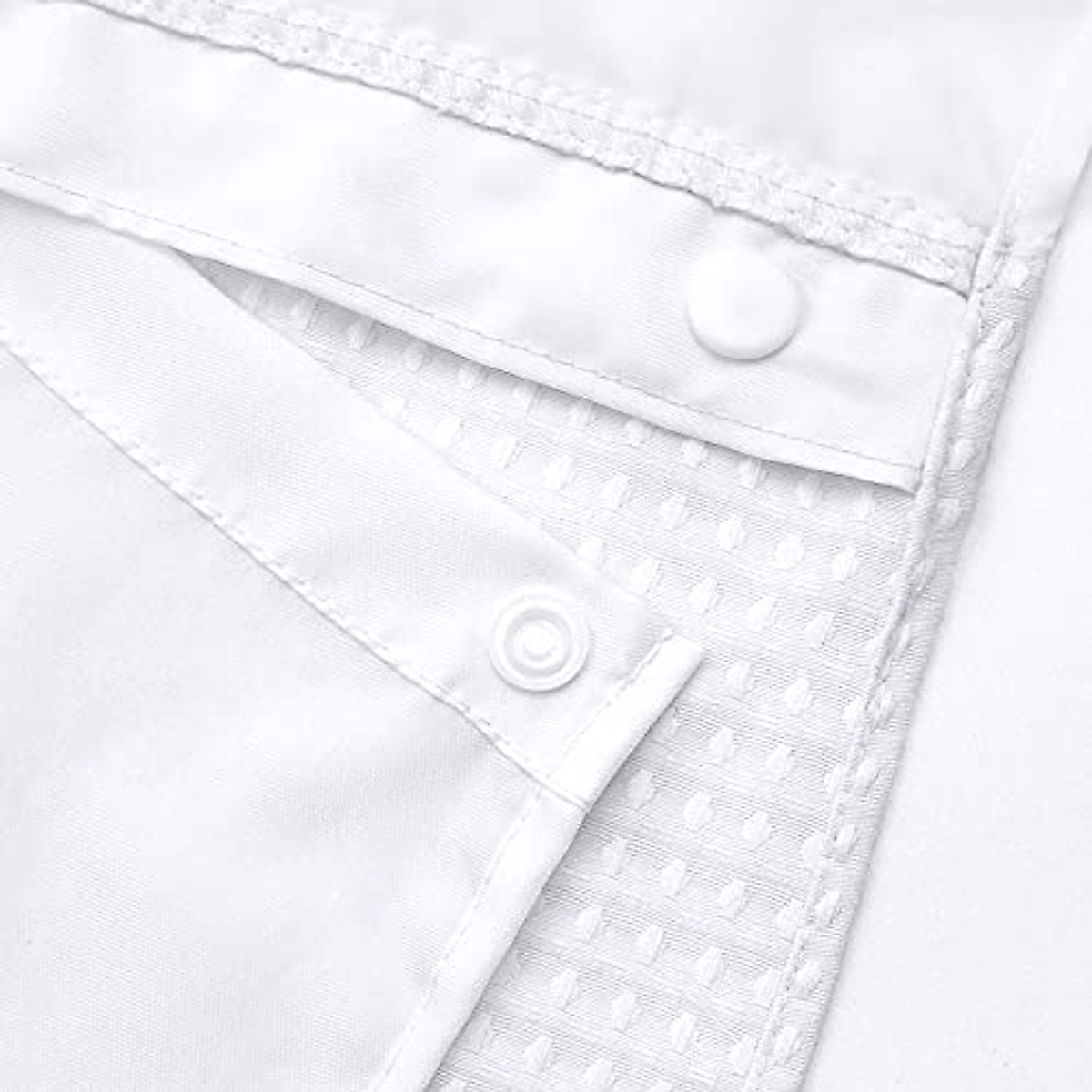 SUMGAR No Hook Shower Curtain with Snap in Liner White Waffle Fabric Hotel Luxury Modern Farmhouse Bathroom Double Layer Heavy Textured Mesh Top Window Shower Curtains Set 71 x 74