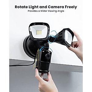 ieGeek Floodlight Camera Outdoor, 2K Wired Home Smart Security Cameras, 2.4G WiFi Flood Light Camera with Motion Sensor, Wiring 2600 Lumens Cam, Color Night Vision,Siren,2 Way Audio, Works with Alexa