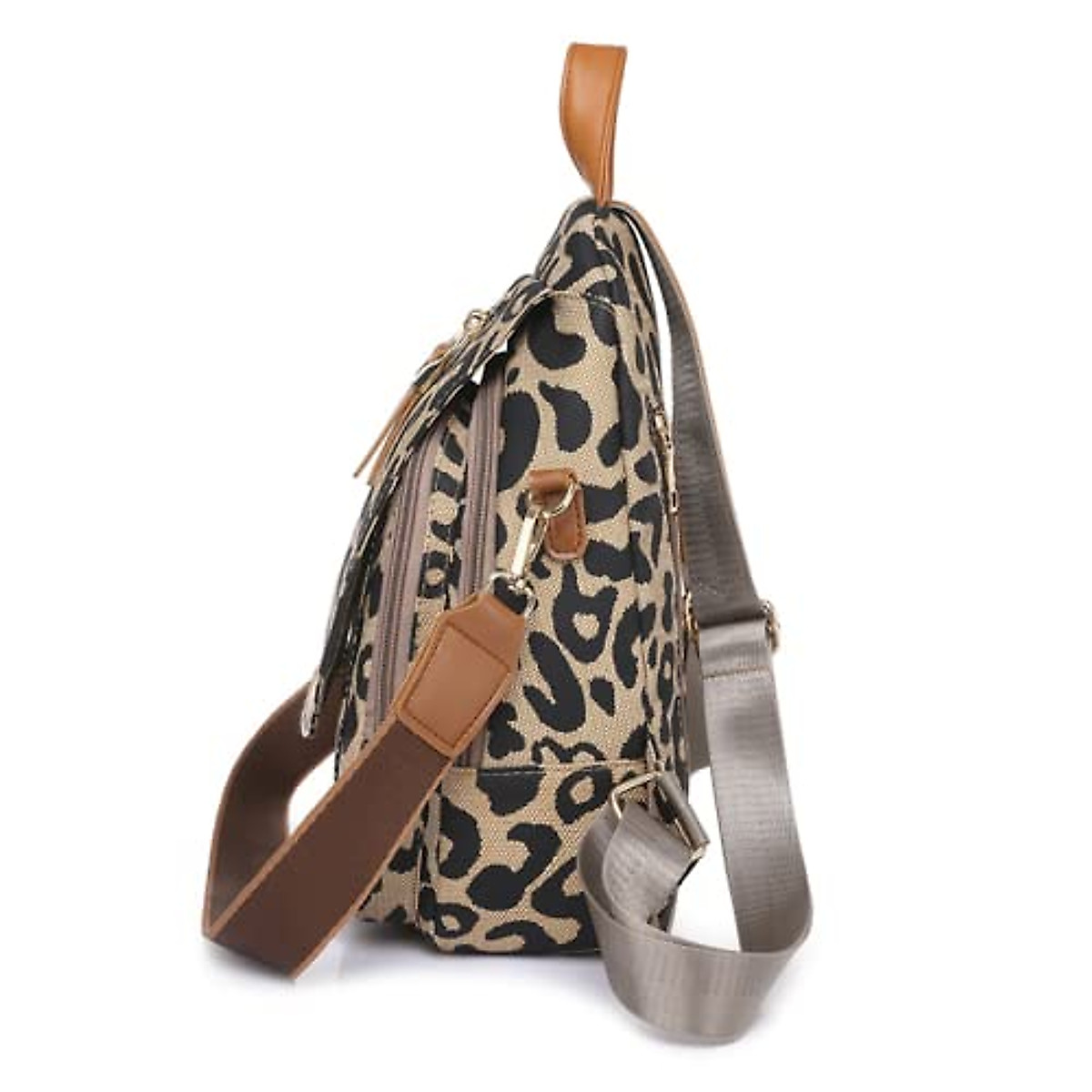 Tekzitfuir Women's Leopard Backpack Water Resistant Travel Bag Student Anti-theft Daypack Teen Girls Satchel Bag Daypack (2 zipper)