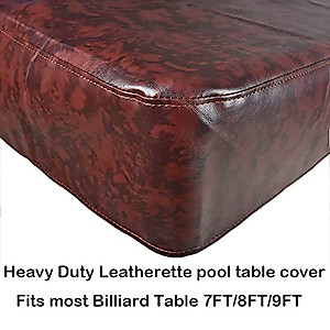 Heavy Duty Leatherette Billiard Pool Table Cover, Pool Table Cover 8 Feet, Waterproof Protection for Pool Balls Billiard Set, Pool Table Accessories, Billiards Accessories(8FT/Brown)