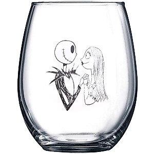 DisneyWorld Co Nightmare Before Christmas Collectible Wine Glass Set (Jack & Sally)