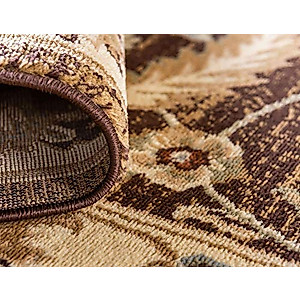 Unique Loom Voyage Collection Traditional Oriental Classic Intricate Floral Design Area Rug, 5 ft x 8 ft, Brown/Gold
