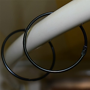 Black Shower Curtain Rings Metal Round Hooks Ring (15 Pack) 2.75 Inch Diameter Electrophoresis Rustproof for Bathroom Shower Rod