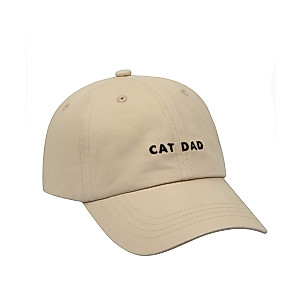 Hatphile 6 Panel Embroidery Dad Hat Baseball Cap Cat Mom Cat Dad (Cat Dad Khaki Cap)