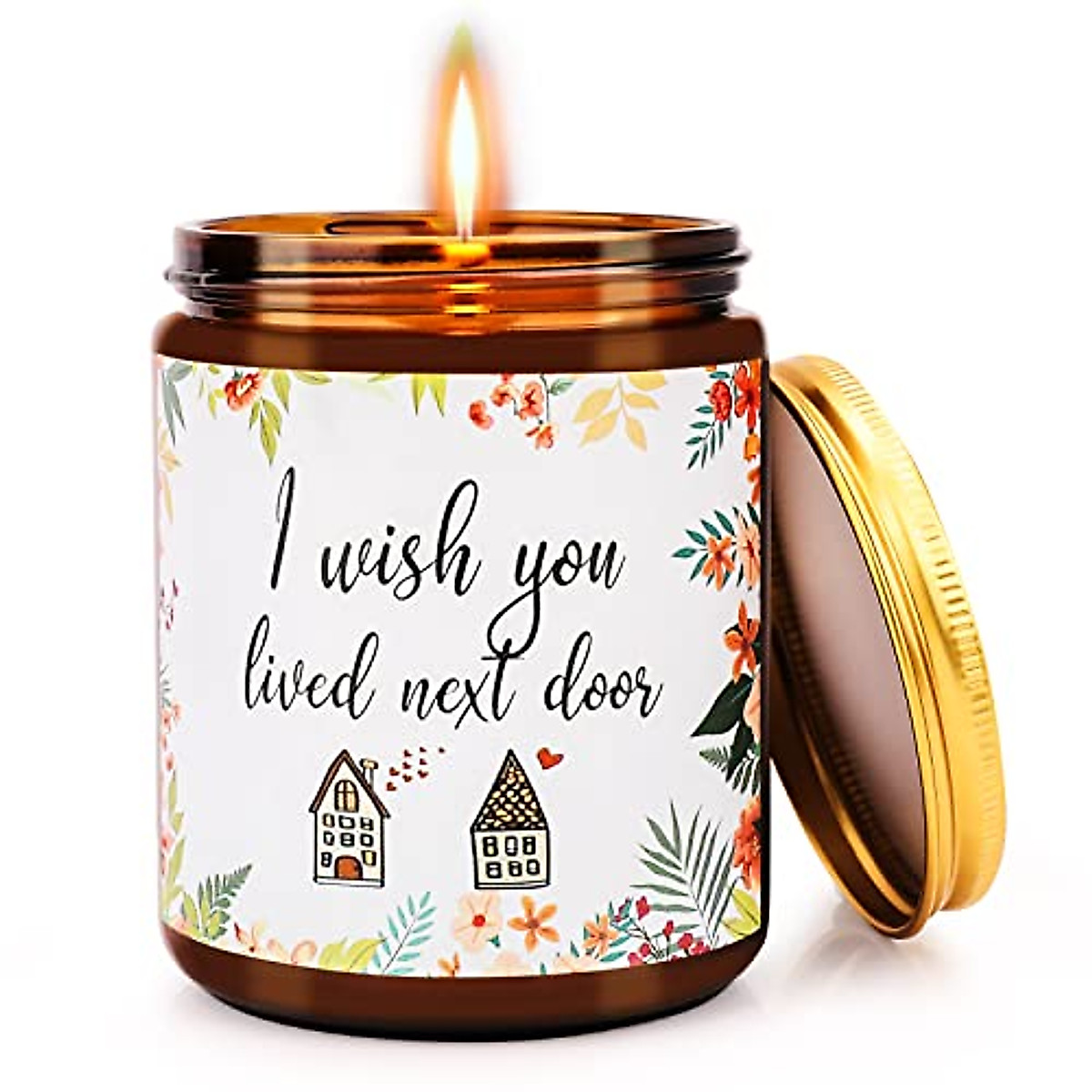 Candles Gifts for Women - I Wish You Lived Next Door - Best Friend, Friendship Gifts for Women, Sister, Birthday Gifts for Friends Mom Wife, English Pear & Freesia Scented Candles 9oz.
