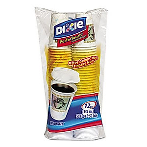 Dixie 2342PATH Combo Bag44; Paper Hot Cups44; 12 oz44; 50 Cups-White Lids per Pack
