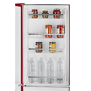 iio Retro Refrigerator With Bottom Freezer - Full Size 24 Inch Wide 11 Cu Ft - Frost Free, Fast Cool, 360° Multiflow Cooling, Space Saving, Environmentally Friendly (Right Hinge, Wine Red)