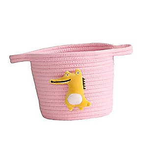 Alasum Mini Laundry Basket Woven Baskets Toy Storage Bins Desktop Stand Mini Cotton Rope Baskets Small Storage Baskets Pink Storage Box Cosmetic Container To Weave Brush Holder Child