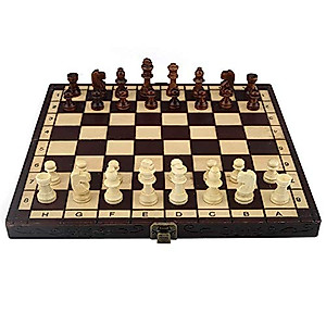 Syrace Folding Hand Crafted Wooden Chess Set Chess Board for Kids and Adults 30 x 30 cm