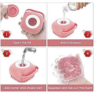 Pet Bath Massage Brush Puppy Dog Cat Grooming Cleaning Soft (Pink)