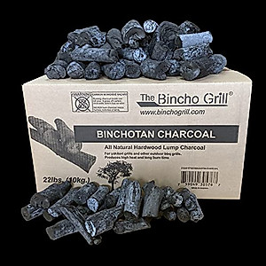 The Bincho Grill Binchotan Charcoal for Japanese BBQ. Natural Hardwood High-Grade for Yakitori and All Types of Charcoal Grills. (22 lbs / 10 kg)