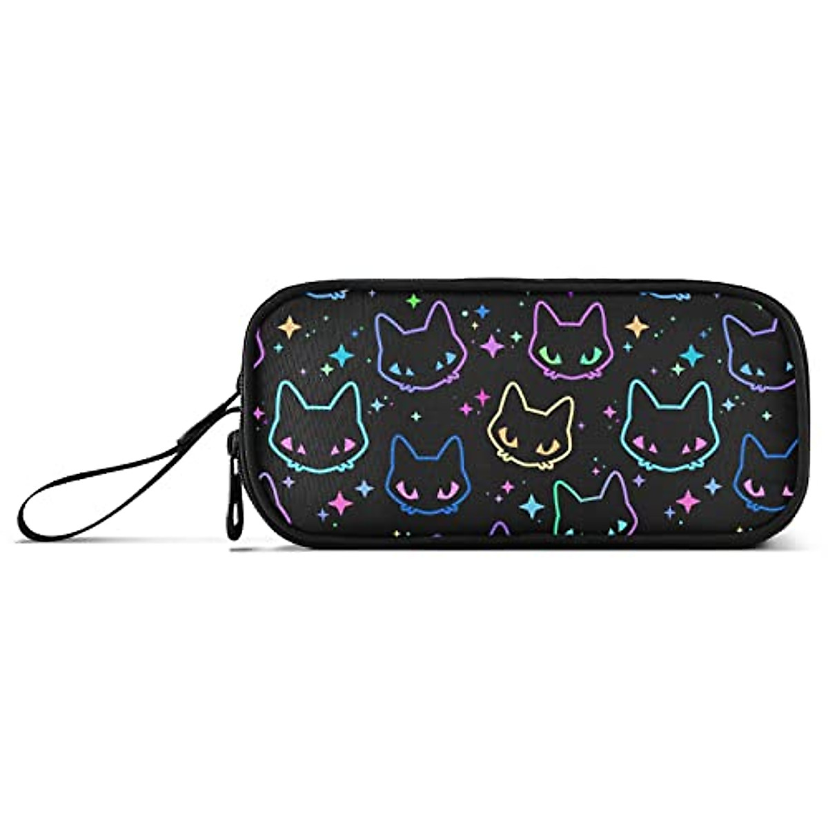 J JOYSAY Neon Cat Heads Pencil Case Large Big Capacity Pencil Bag for Girls Boys Markers Storage Lipstick Organizer for School Office Supplies