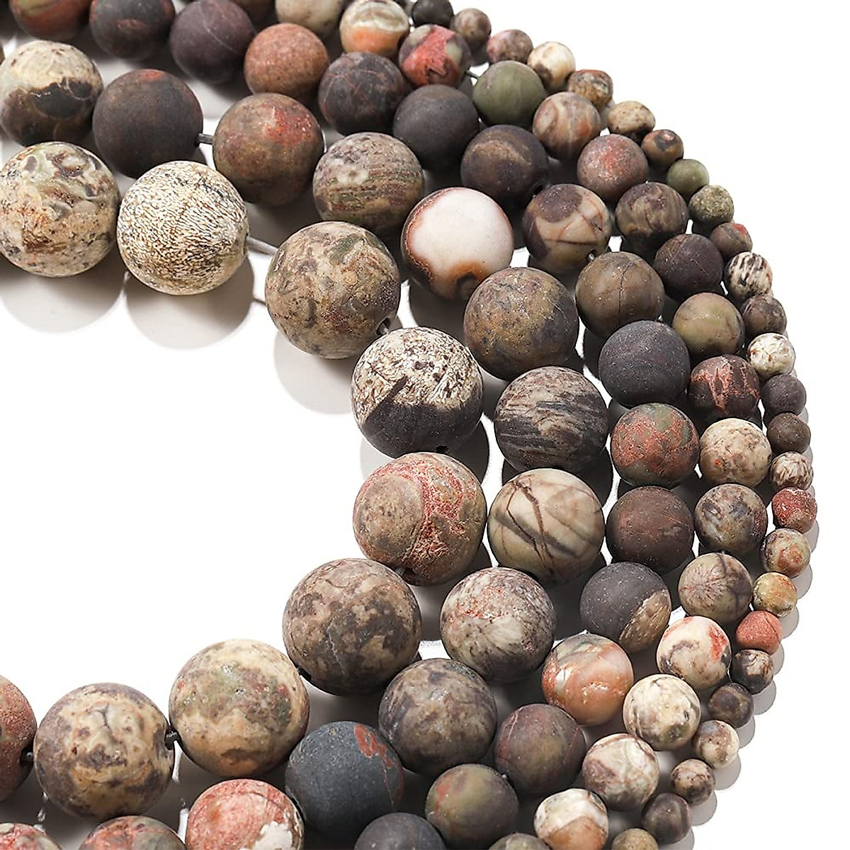 YU 1strand 4/6/8/10/12mm Dull Polish Matte Flower Natural Stone Round Loose Spacer Beads for DIY Bracelet Jewelry Makings Supplies T314 (Color : Matte Flower Agates, Item Diameter : 8mm)