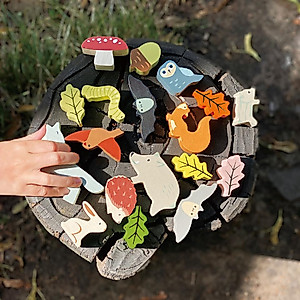 Tender Leaf Toys - Stacking Forest - Wooden Animal Balancing Game for Children and Toddlers - Manual Dexterity and Cognitive Development for Ages 18 Months+