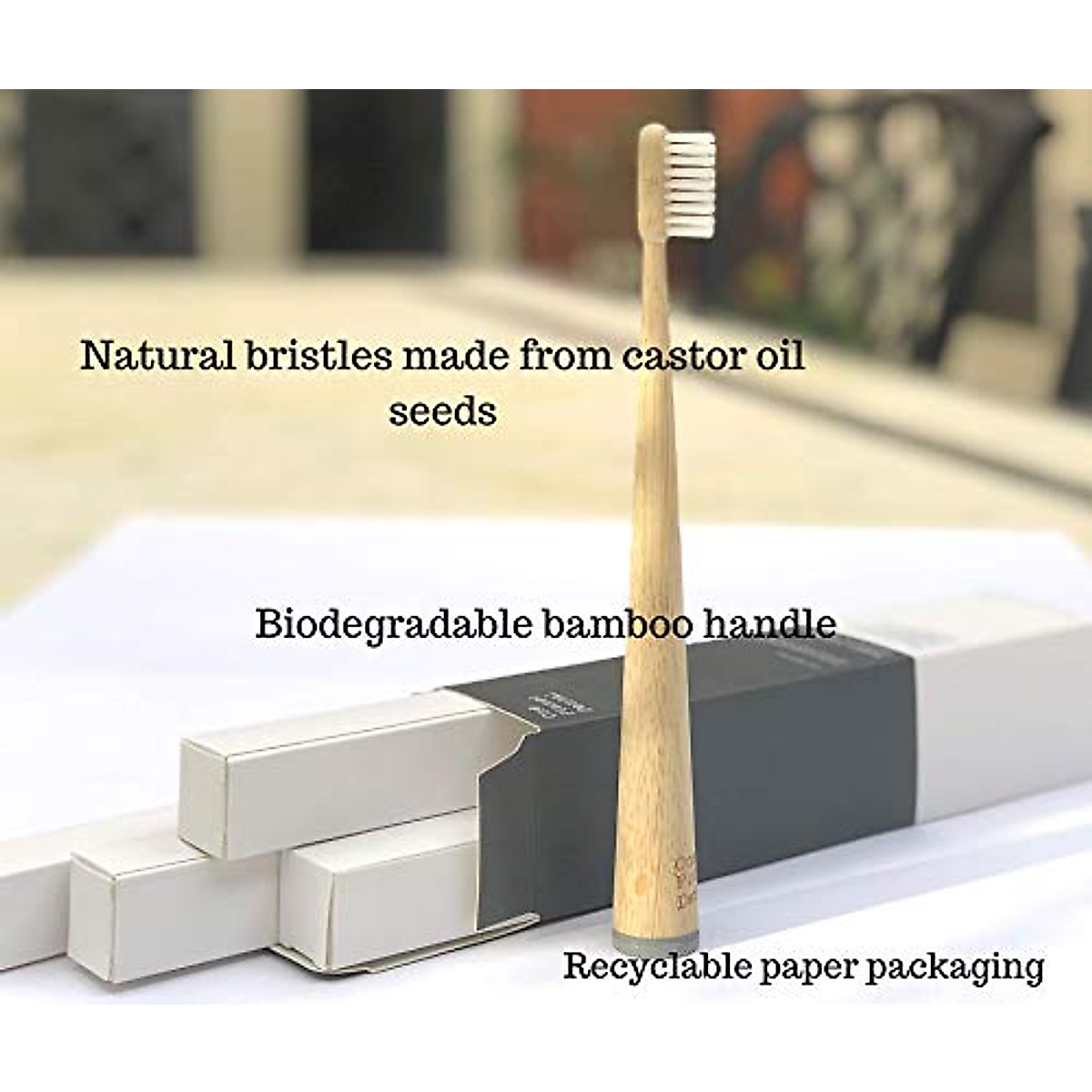 Stand up Biodegradable Bamboo toothbrushes| Hard Wearing, Soft/Medium Plant bristles| Vegan | Plastic Free Toothbrush | Biodegradable Packaging| All Natural Toothbrush