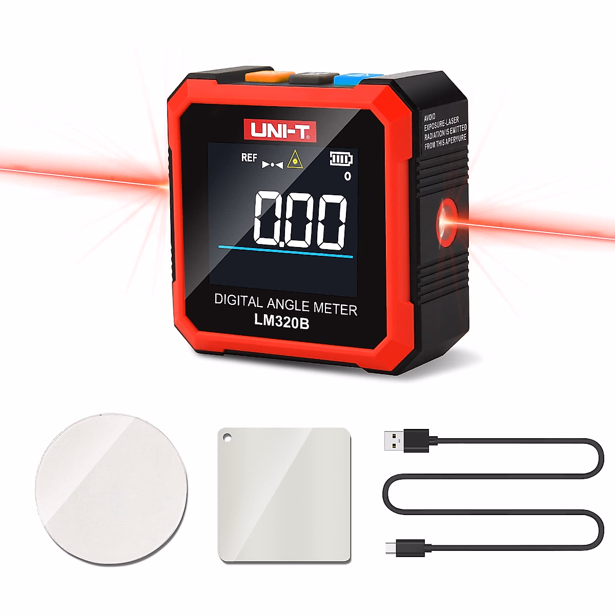 UNI-T Digital Angle Finder Magnetic Angle Cube Gauge LM320B, Rechargeable Digital Inclinometer Laser Level box, Woodworking Measurement Tool with LCD and Backlight