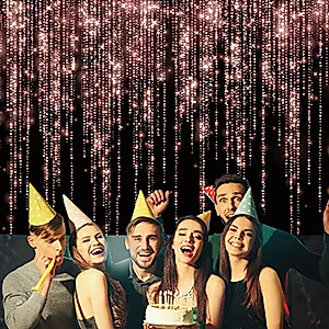 ASOONYUM 84"x60" Rose Gold Glitter Backdrop Golden Black Pink Birthday Party Background for Photography Women GIirl Sweet 16th 18th 40th Baby Shower Happy Birthday Banner Kids Portraits Photo Props