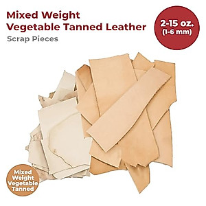 ELW 2-10 oz (.8-4mm) Thickness, 2 LB Vegetable Tanned Leather Scraps, Mixed Weight, Cowhide Remnants Full Grain Leather for Tooling, Holsters, Knife Sheath, Carving, Embossing, Stamping