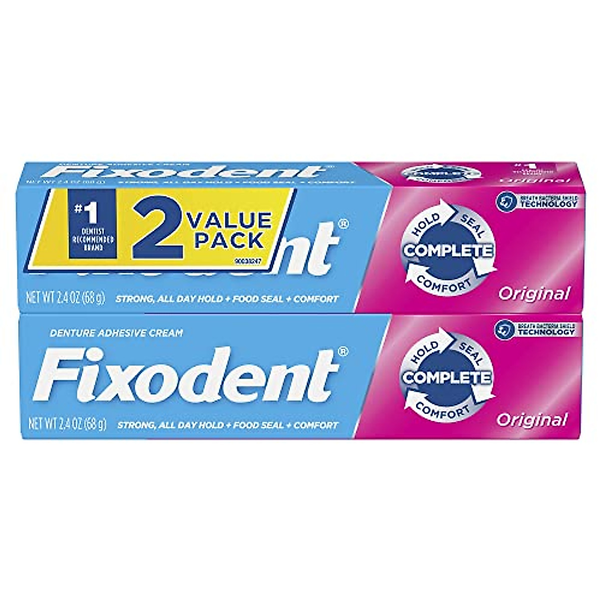 Fixodent Complete Original Denture Adhesive Cream, 2.4 oz, Pack of 2