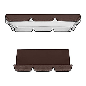 Waterproof Oxford Cloth Swing Canopy, Garden Swing Seat Replacement Canopy, Swing Replacement Canopy Top and Seat Sets, Outdoor Patio Hammock Swing Sunscreen Cover (Brown)
