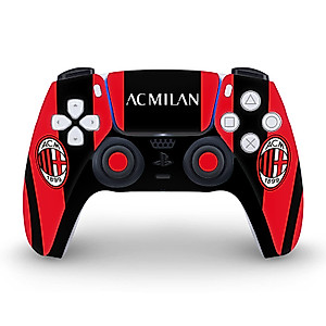 Head Case Designs Officially Licensed AC Milan Home 2021/22 Crest Kit Vinyl Faceplate Sticker Gaming Skin Decal Cover Compatible With Sony PlayStation 5 PS5 Disc Edition Console & DualSense Controller
