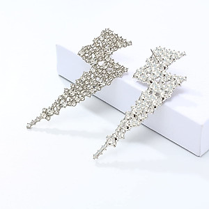 KELMALL Crystal Lightning Bolt Dangle Earrings for Women - Flash Statement Earrings, Trendy Sparkly Drop Jewelry