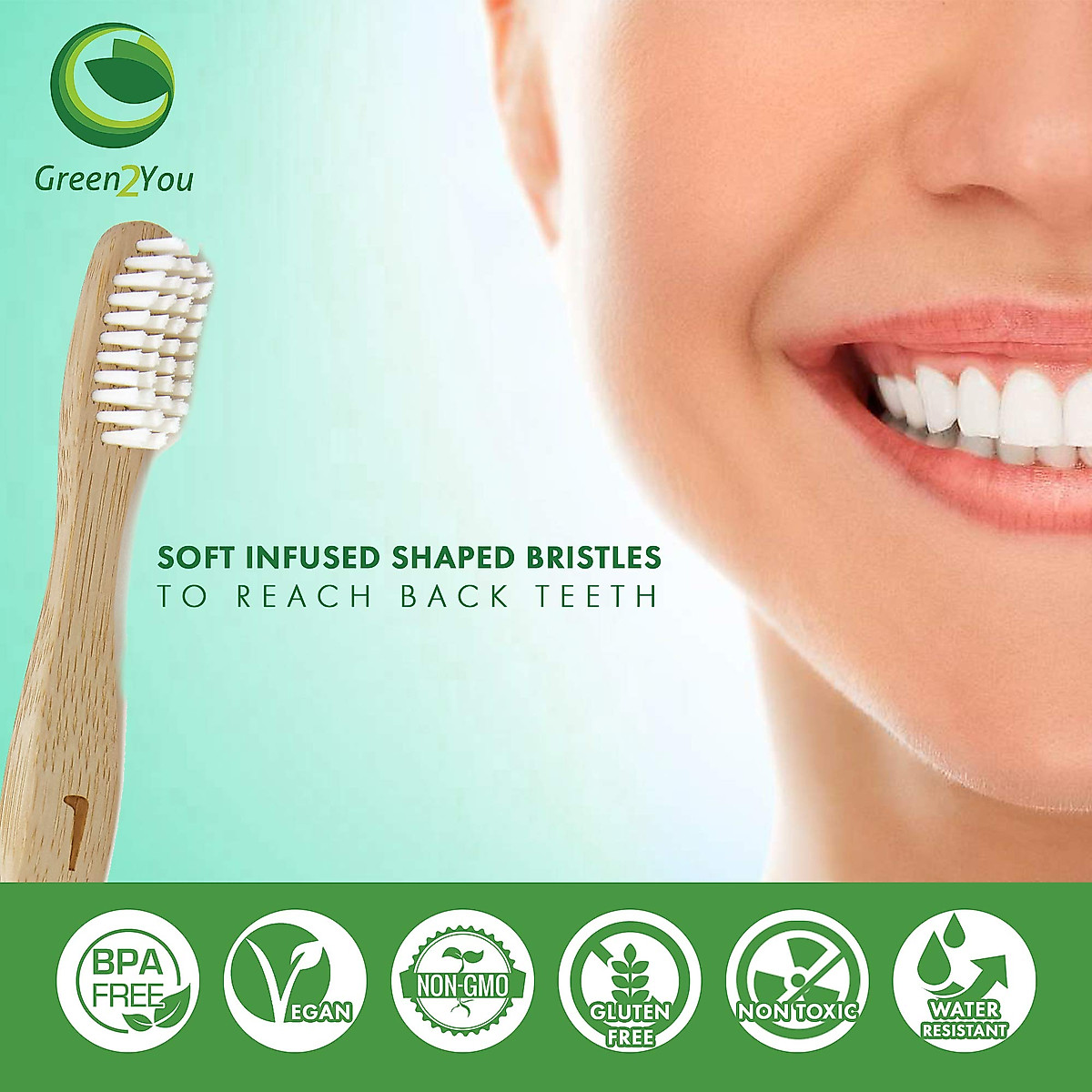 Green2You - Set of 4 Bamboo Toothbrushes